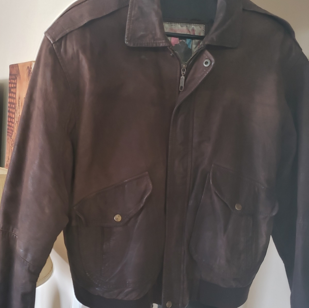 Generation Vintage Leather Flight Jacket Xl Brown - Gem